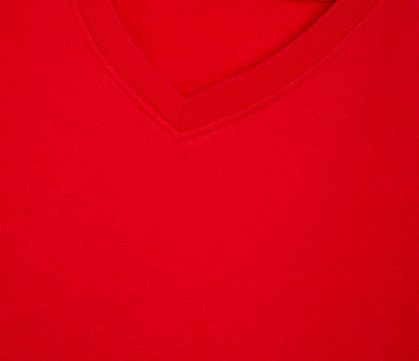 V-Neck Cotton School Sweatshirt - Red | MyClothing